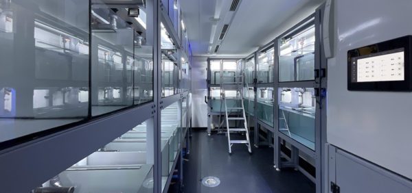 Fish tank rack system for aquatic research facility - LUXAQUA